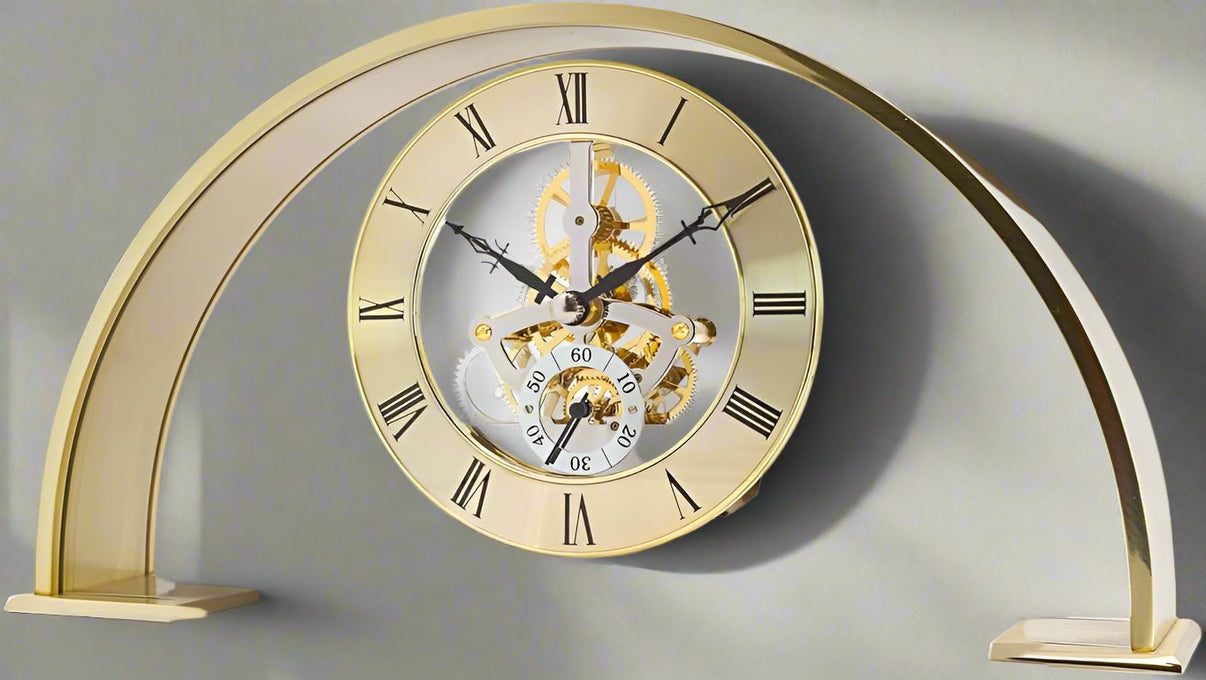Half Moon Mantel Clock – Skeleton Mantel Clock with Vintage Elegance ...